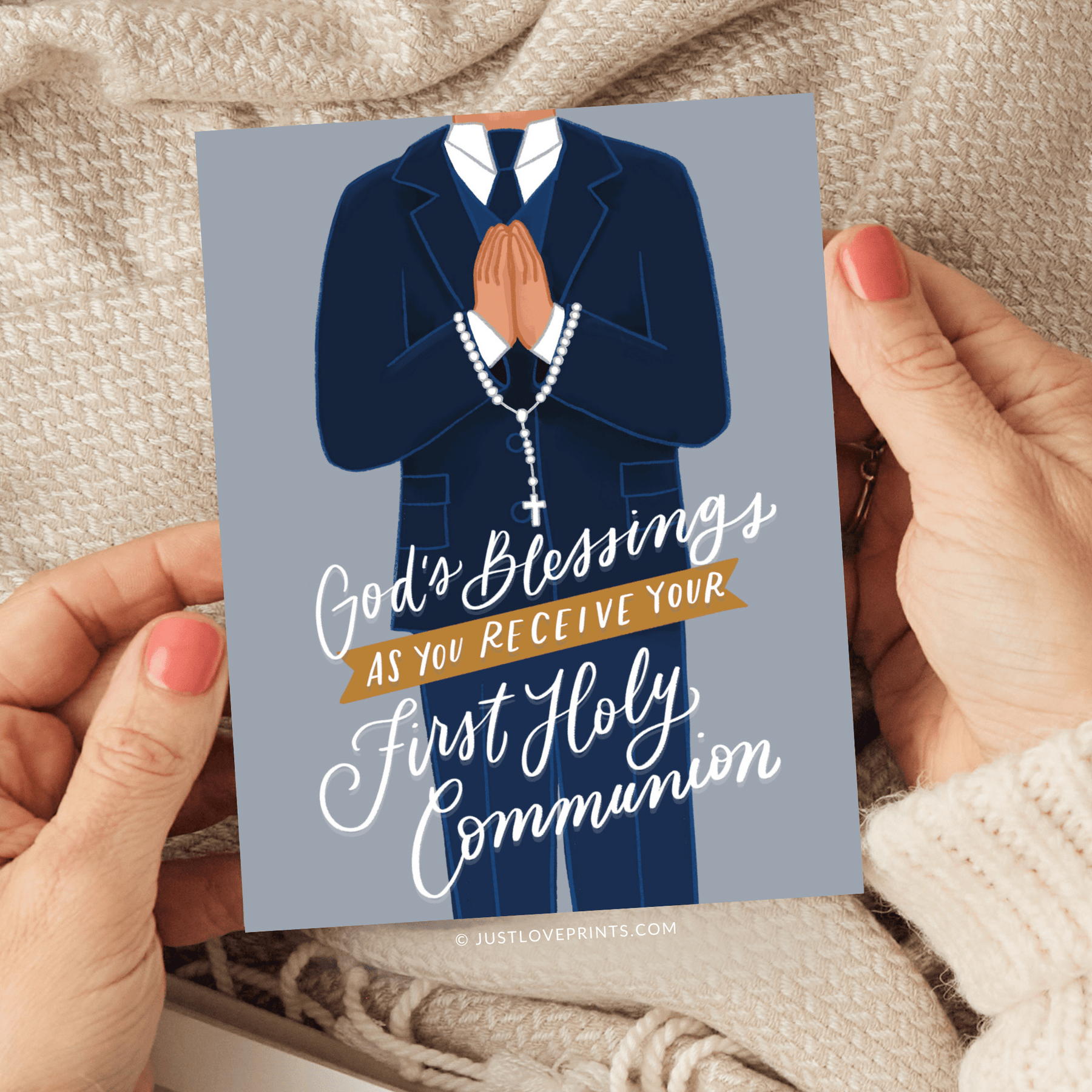 Boy First Holy Communion Greeting Card – Just Love Prints