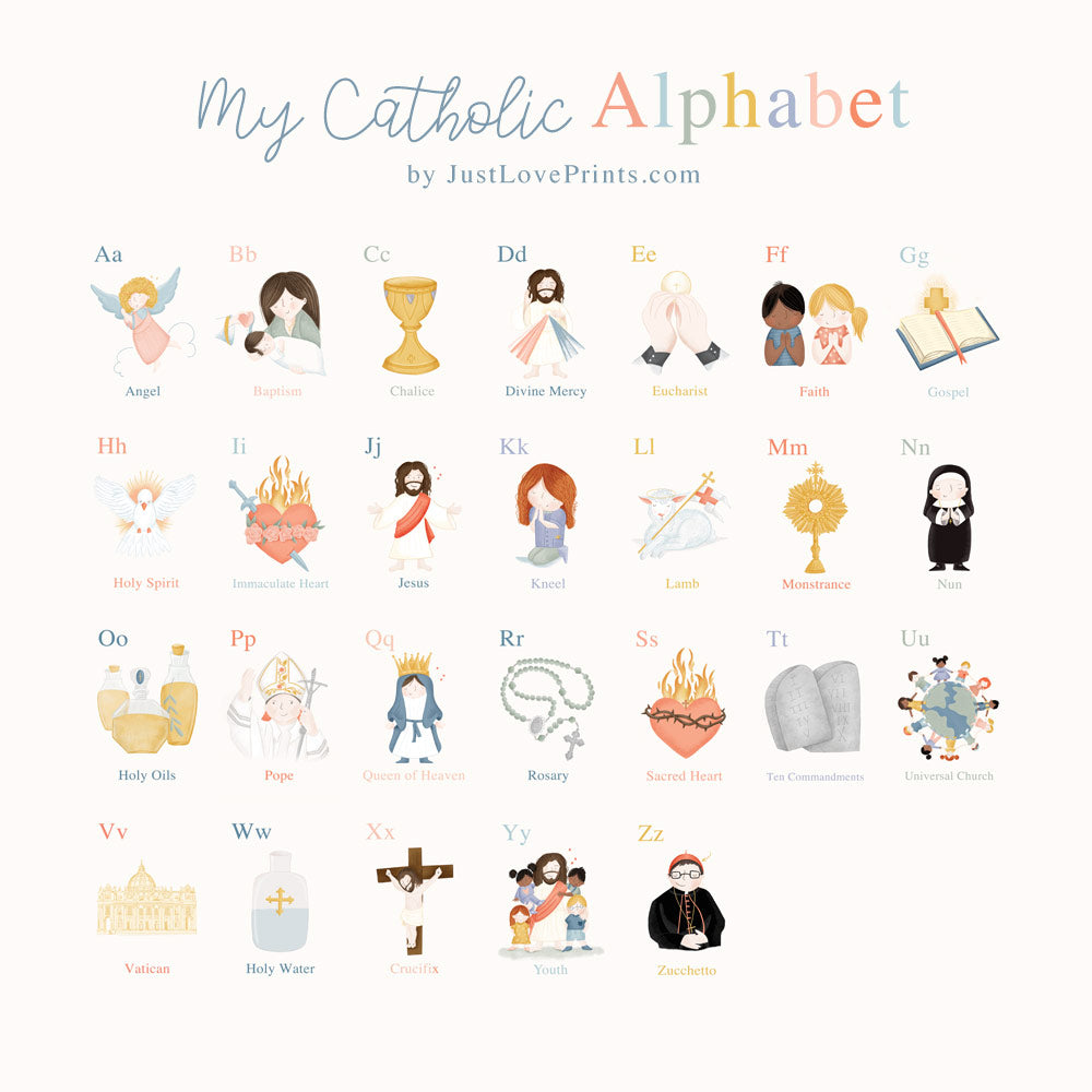 DIGITAL DOWNLOAD Catholic ABC 4x6 Print Set – Just Love Prints