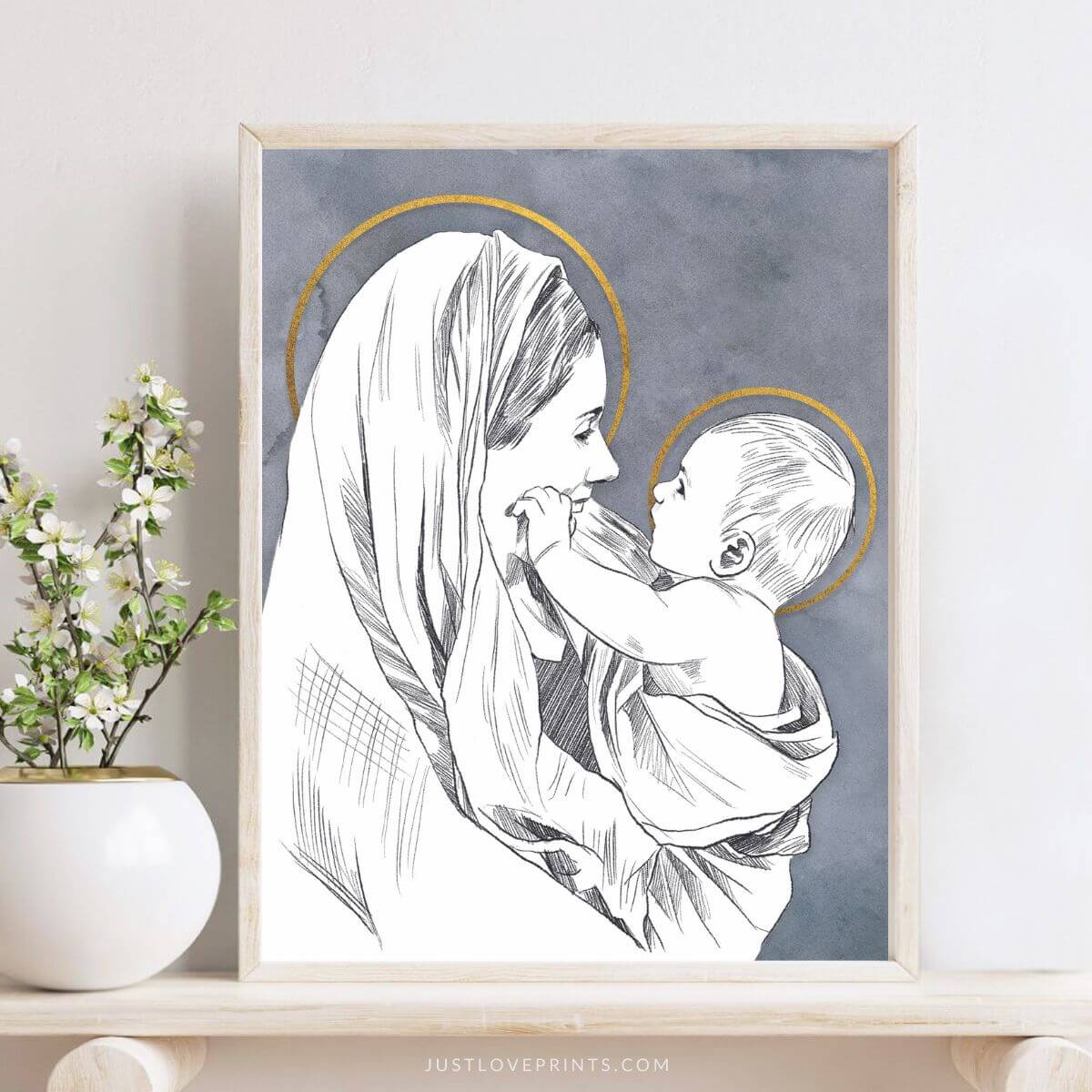 Mary Playing with Baby Jesus Print – Just Love Prints