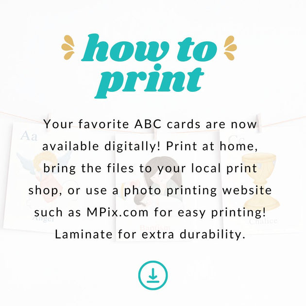DIGITAL DOWNLOAD Catholic ABC 4x6 Print Set – Just Love Prints