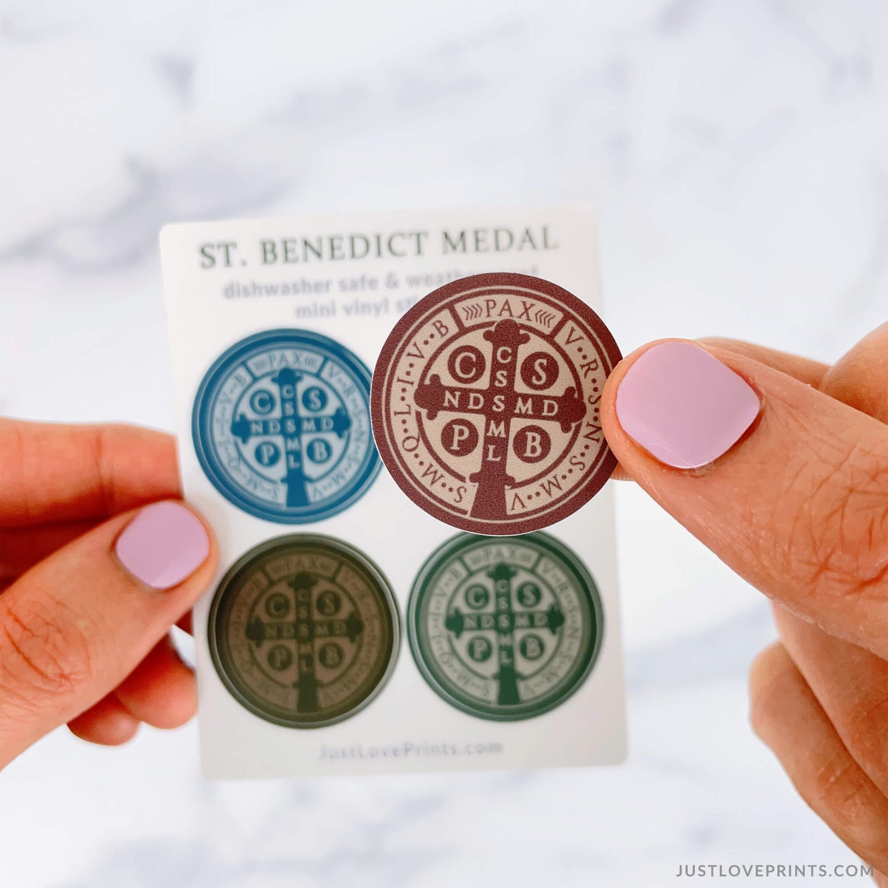 Mini Masculine St. Benedict Medal Sticker Sheet – Just Love Prints