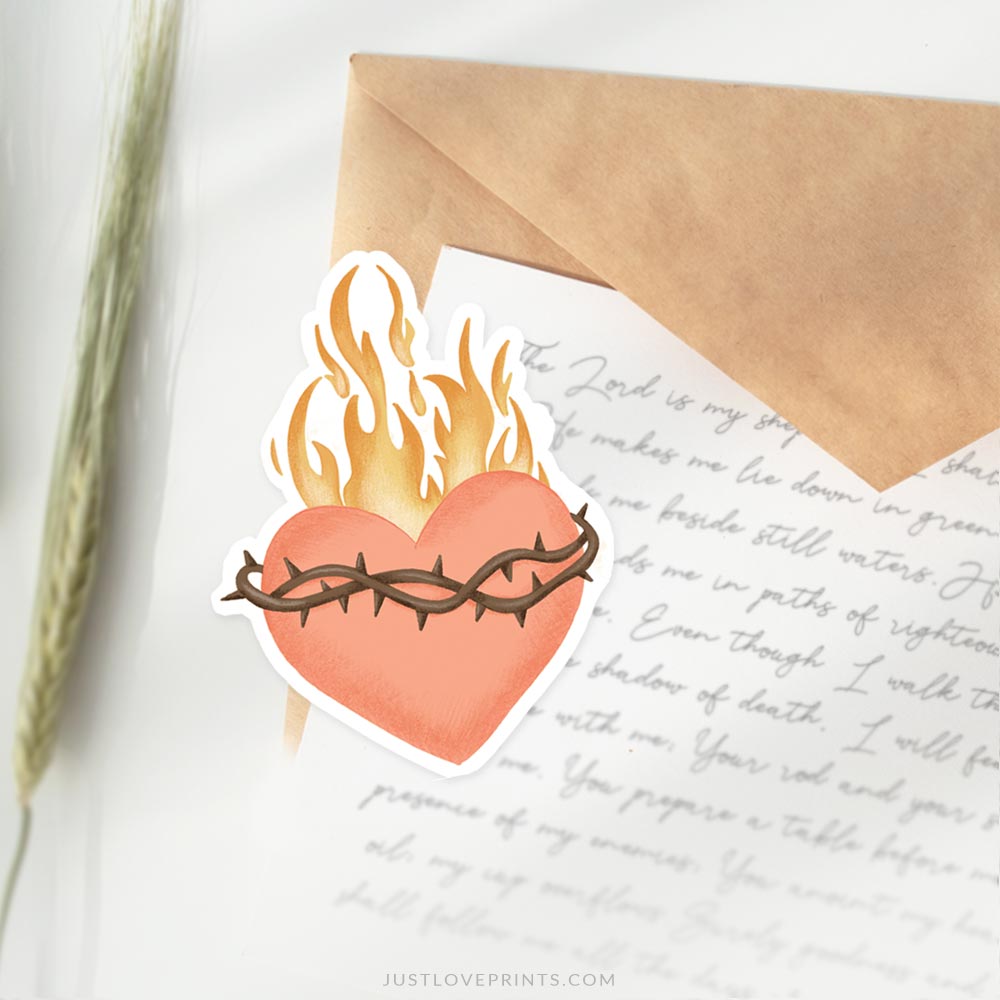 Sacred Heart of Jesus Vinyl Sticker – Just Love Prints